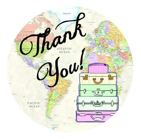 60 Travel Themed Thank You Stickers 1.5 Inch - Travel Themed Shower Stickers - Travel Themed Wedding - Travel Themed Party - Travel Favor Stickers