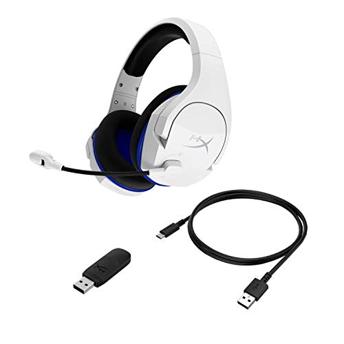 HyperX Cloud Stinger Core – Wireless Gaming Headset, for PS4, PS5, PC, Lightweight, Durable Steel Sliders, Noise-Cancelling Microphone - White (Renewed)