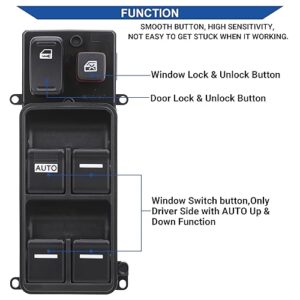 AiYiGu Master Power Window Switch Front Left Driver Side, Compatible with Honda Accord CM5 CM6 Sedan 2003 2004 2005 2006 2007, Replaces 35750-SDA-H12