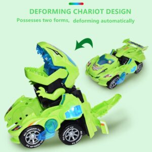 davidamy's gift Transforming Toy Dinosaur Cars, Dinosaur Car w/LED Light Sound, Aumatic Transformation Dinosaur Kids Toy (Blue)