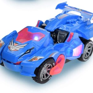 davidamy's gift Transforming Toy Dinosaur Cars, Dinosaur Car w/LED Light Sound, Aumatic Transformation Dinosaur Kids Toy (Blue)