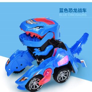 davidamy's gift Transforming Toy Dinosaur Cars, Dinosaur Car w/LED Light Sound, Aumatic Transformation Dinosaur Kids Toy (Blue)