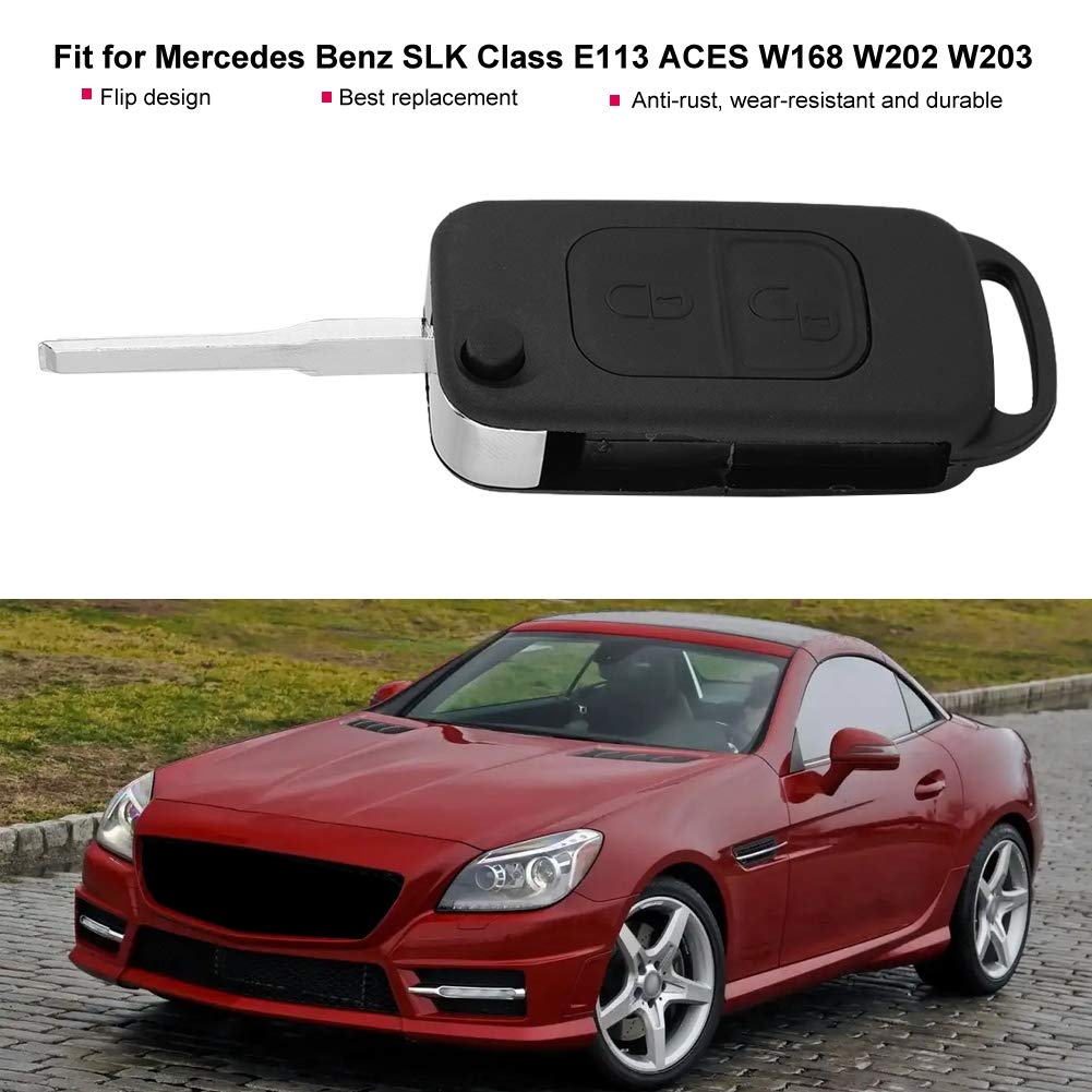 KIMISS Remote Key Shell, Flip 2 Button Remote Key Fob Case Shell Cover Fit For Mercedes Benz SLK Class E113 ACES W168