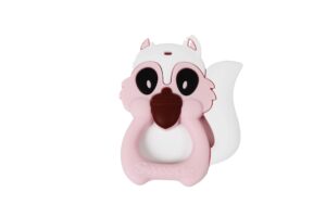 sweetie tr032 teether teething squirrel toys silicone teething for babies silicone for baby teething (pink)