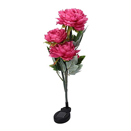 Outdoor Solar Garden Stake Lights Solar Power LED 3 Heads Simulation Peony Rose Flower Light for Home Garden Lawn Decor