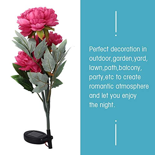 Outdoor Solar Garden Stake Lights Solar Power LED 3 Heads Simulation Peony Rose Flower Light for Home Garden Lawn Decor