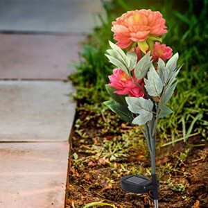 Outdoor Solar Garden Stake Lights Solar Power LED 3 Heads Simulation Peony Rose Flower Light for Home Garden Lawn Decor