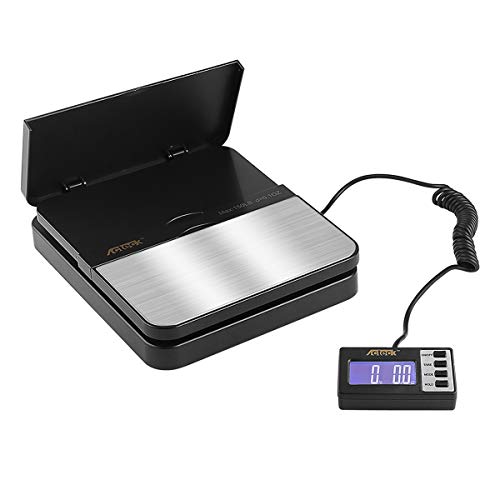 Acteck 150LB x 0.1 OZ Extended Display Digital Shipping Postal Scale with AC Adapter, Black