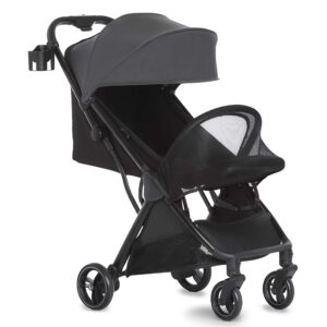 dream on me insta auto fold stroller | portable traveling stroller | one touch fold | compact perfect for plane, grey