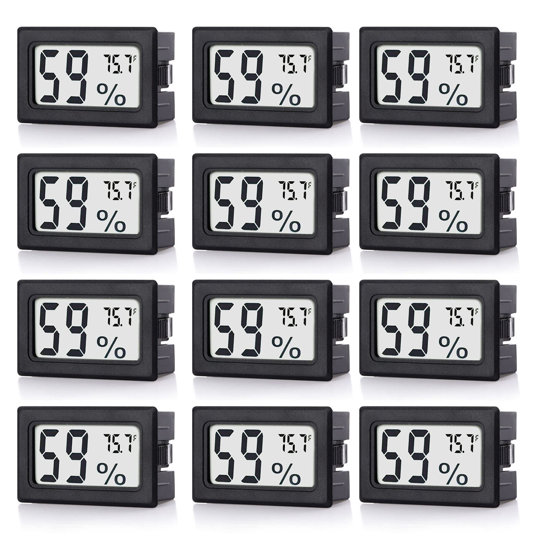 Goabroa (12 Pack) Mini Small Hygrometer Thermometer, Digital Indoor Humidity Gauge Monitor with Temperature Meter Sensor Fahrenheit (℉)