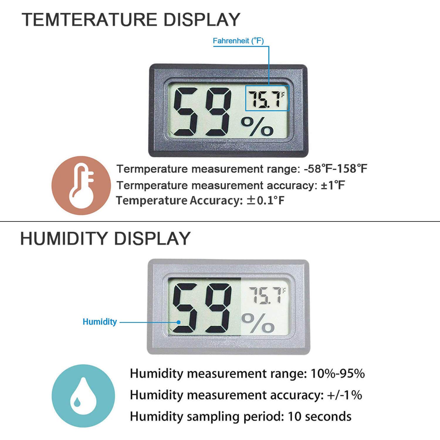 Goabroa (12 Pack) Mini Small Hygrometer Thermometer, Digital Indoor Humidity Gauge Monitor with Temperature Meter Sensor Fahrenheit (℉)