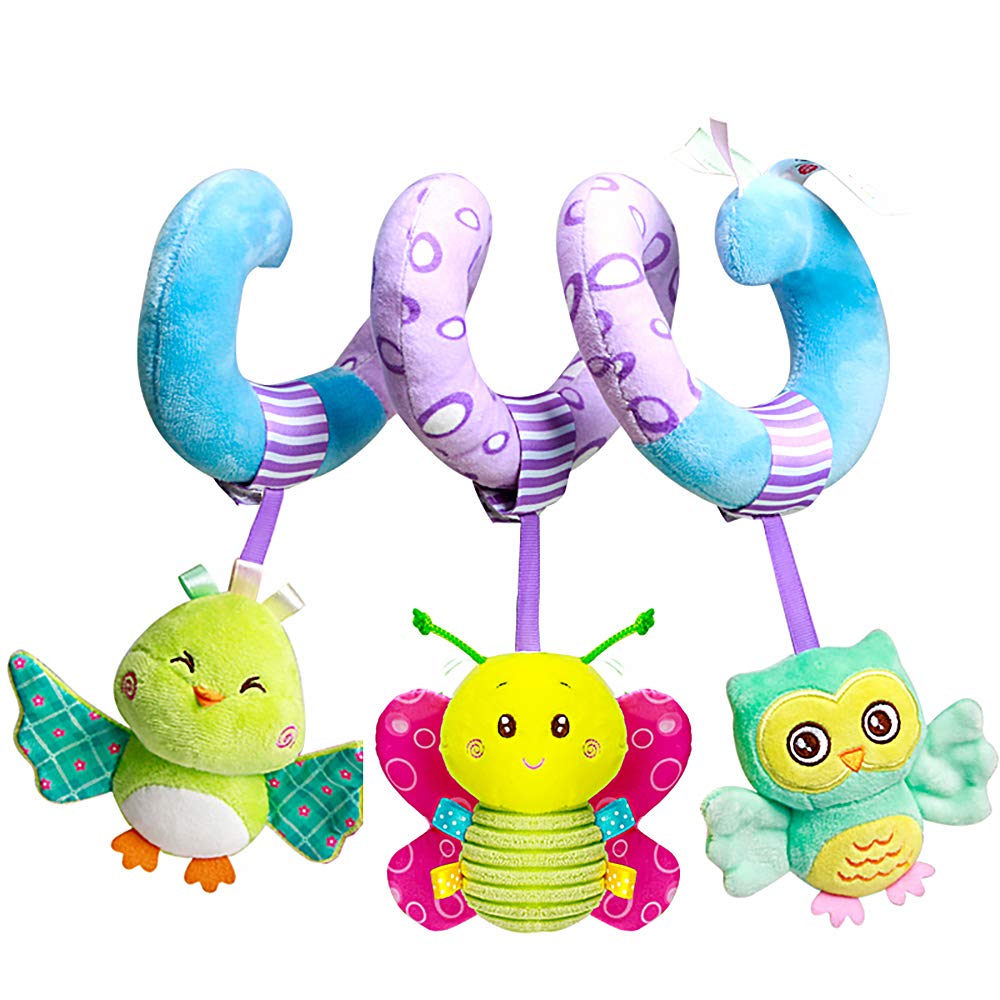 Caterbee Car Seat Toys, Baby Activity Spiral Plush Stroller bar Toy Accessories, Hangings pram Toy, Crib Toys with Bell for boy or Girl (style03)