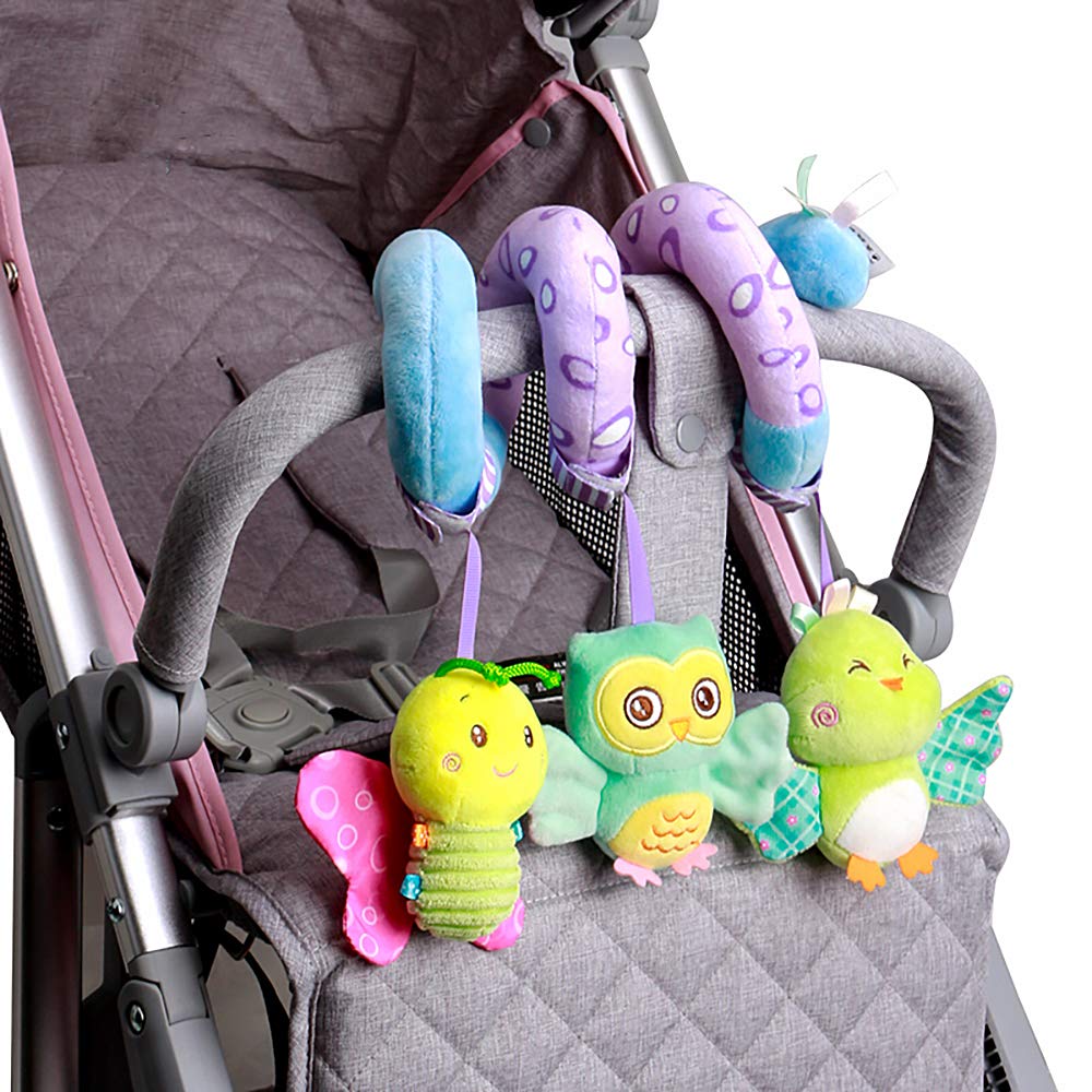 Caterbee Car Seat Toys, Baby Activity Spiral Plush Stroller bar Toy Accessories, Hangings pram Toy, Crib Toys with Bell for boy or Girl (style03)