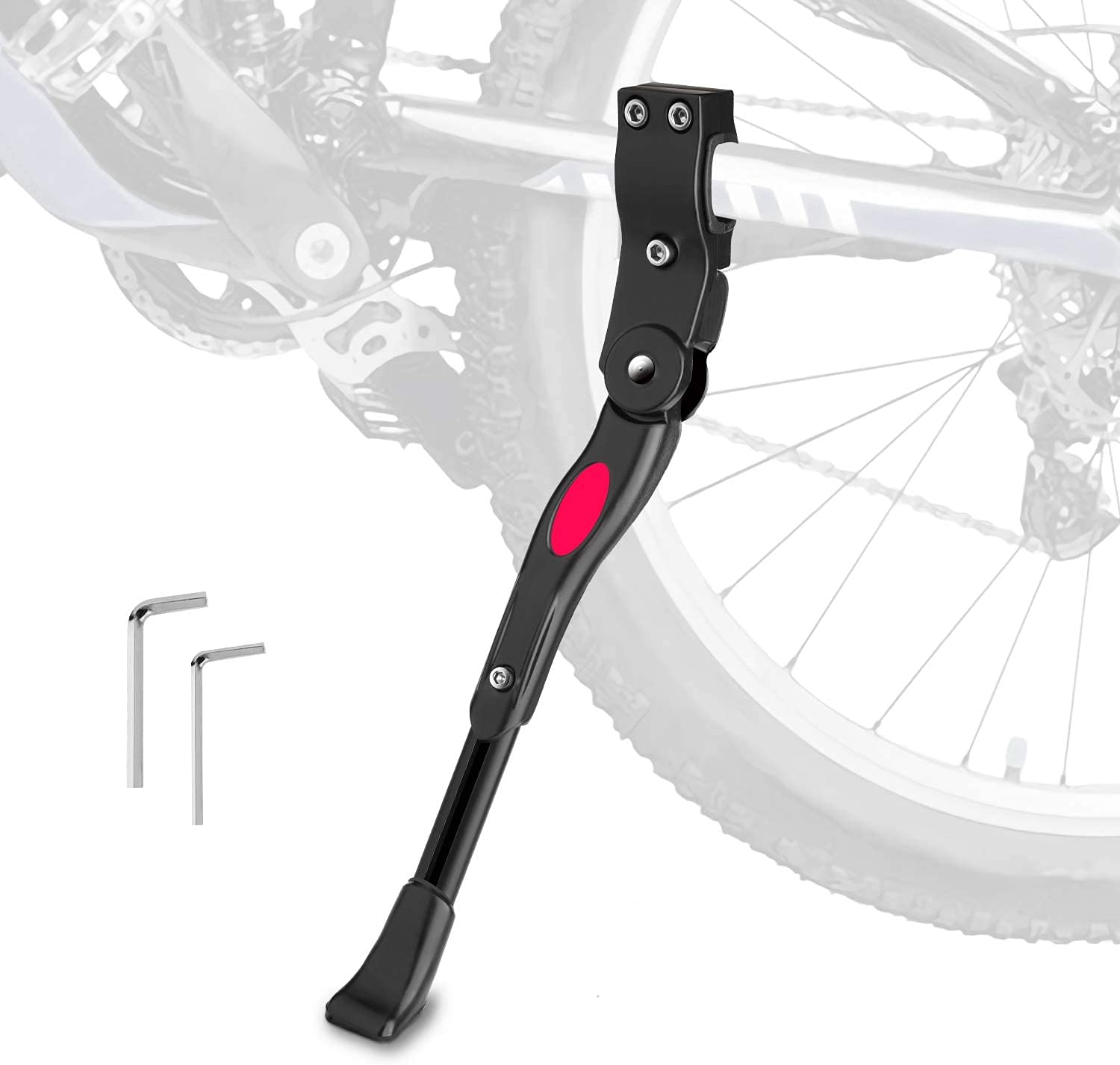 GREUS Universal Bike Kickstand Bicycle Alloy Rear Side Kick Stand Bike Side Support Adjustable Height Bike Stand Mount for 16”-24” 700C Road Bike Mountain Bike BMX Kids Bike Adult Bike