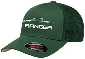 2019 2020 2021 ford ranger supercab truck outline design flexfit trucker mesh fitted cap forest