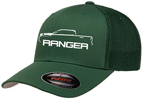 2019 2020 2021 Ford Ranger Dualcab Truck Outline Design Flexfit Trucker Mesh Fitted Cap Forest