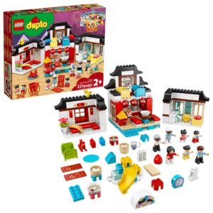 lego duplo town happy childhood moments 10943 family house toy playset; imaginative play and creative fun for kids, new 2021 (227 pieces)