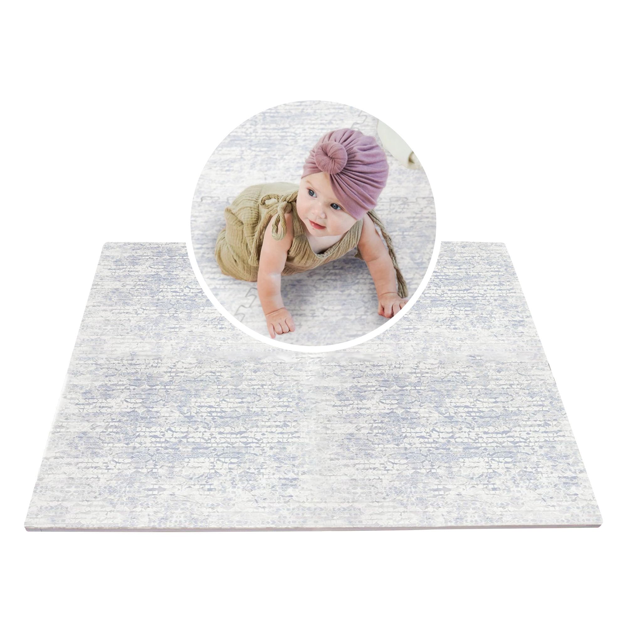 Famokids - Baby Play Mat, Tummy Time Mat, Soft & Comfortable Foam Play Mat for Baby, Interlocking Foam Mat, Non-Toxic & Waterproof Mat, Medium, 4 x 6 ft, Moonstone (Dark Gray)