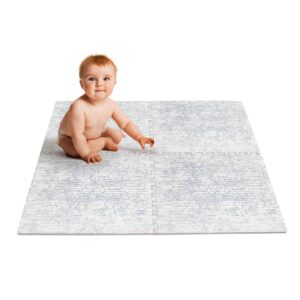 Famokids - Baby Play Mat, Tummy Time Mat, Soft & Comfortable Foam Play Mat for Baby, Interlocking Foam Mat, Non-Toxic & Waterproof Mat, Medium, 4 x 6 ft, Moonstone (Dark Gray)