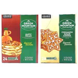 green mountain k cups seasonal variety pack of 2 flavors - cinnamon sugar cookie and maple pecan - pack of 48 k cups - 24 k cups per flavor - for use of keurig coffee makers