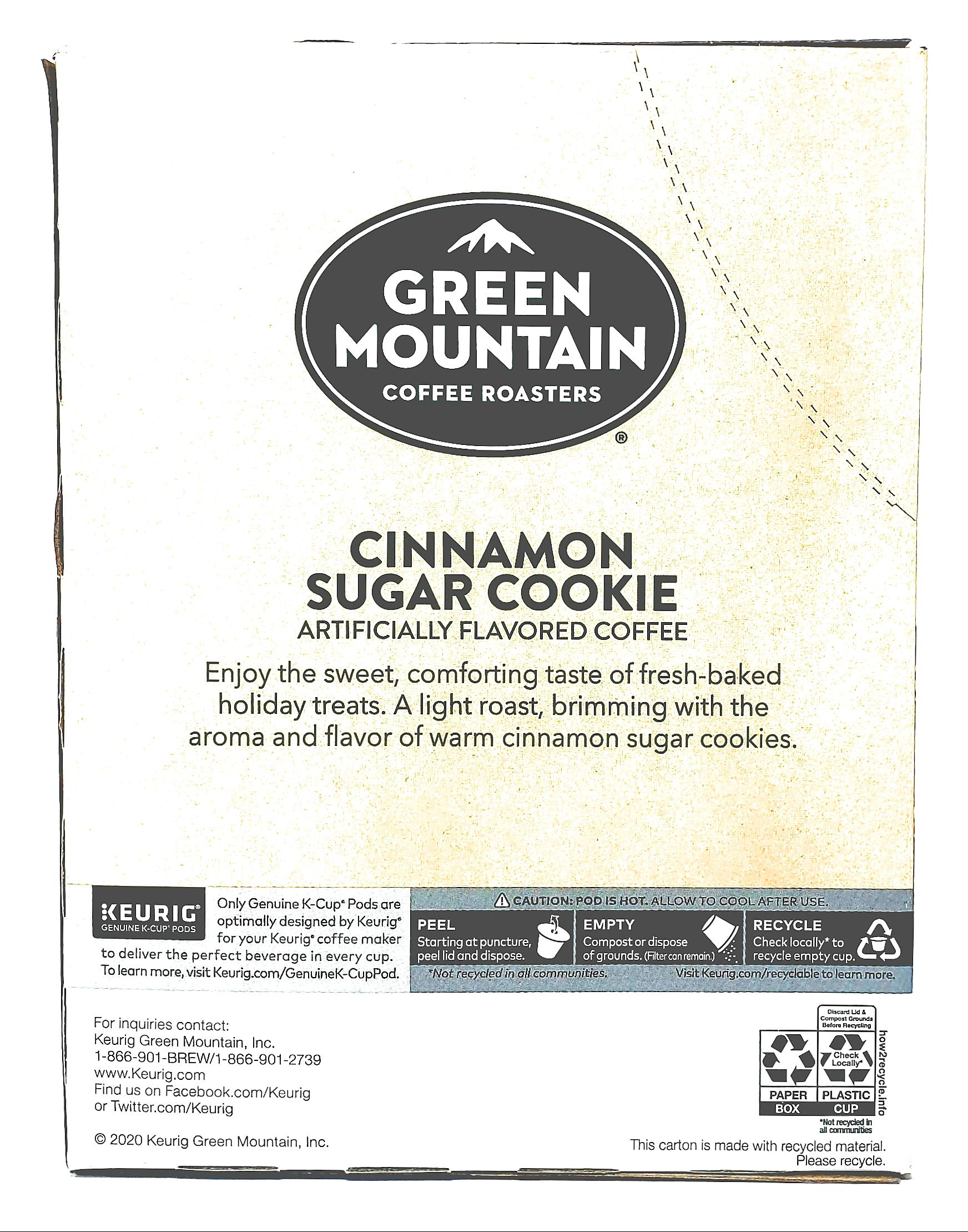 Green Mountain K Cups Seasonal Variety Pack of 2 Flavors - Cinnamon Sugar Cookie and Maple Pecan - Pack of 48 K Cups - 24 K Cups Per Flavor - For Use of Keurig Coffee Makers