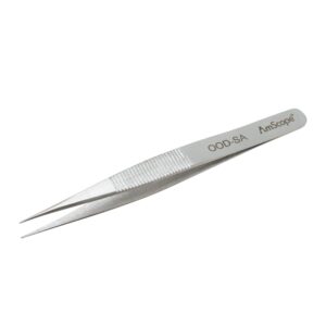 amscope - high precision 4 3/4 in. straight flat edge tweezers - 1 pc