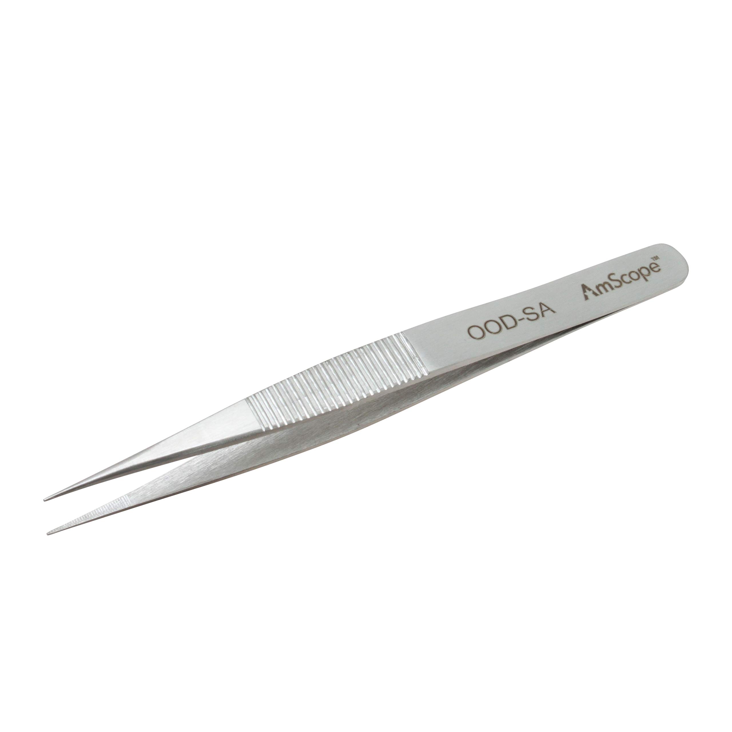 AmScope - High Precision 4 3/4 in. Straight Flat Edge Tweezers - 1 pc