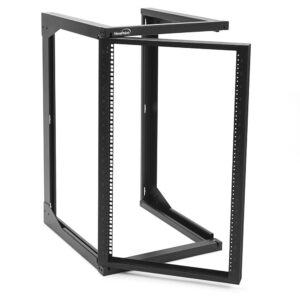 NavePoint 18U Server Rack with Swing Gate - 18U Wall Mount Rack for 19 Inch IT Equipment Open Frame Rack – Network Rack Wall Mount for AV & Server Equipment 24” Deep 18U Rack, Black