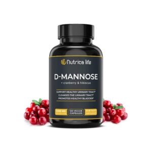 urinary tract infection treatments d mannose 1000mg capsules - potent d-mannose & cranberry pills with hibiscus extract - strength urinary tract support, healthy bladder control (120 capsules)