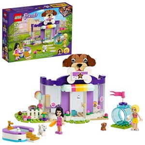 lego friends doggy day care 41691 building kit; birthday gift for kids, comes with 2 mini-dolls and 2 toy dog figures, new 2021 (221 pieces)