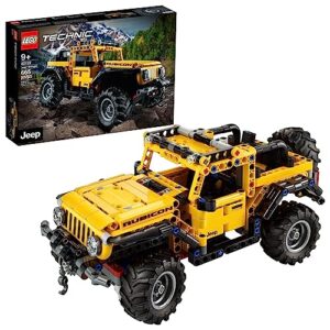 lego technic jeep wrangler 4x4 toy car 42122 model building kit - all terrain off roader suv set, authentic and functional design, stem birthday gift idea for kids, boys, and girls ages 9+