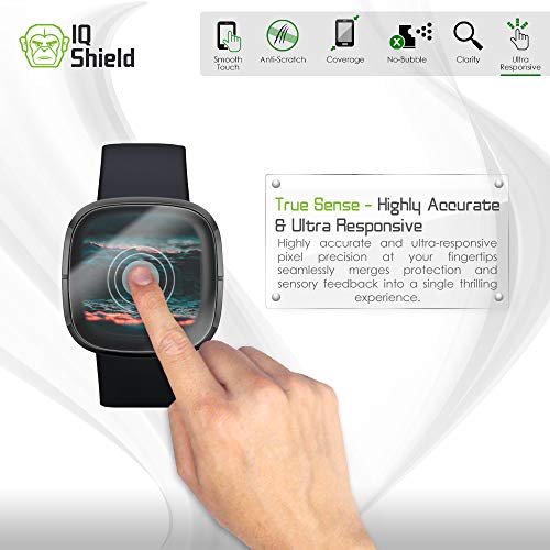 IQShield Screen Protector Compatible with Fitbit Versa 3 / Fitbit Sense (6-Pack) Anti-Bubble Clear TPU Film