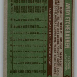 1976 Topps #129 Andy Etchebarren California Angels MLB Baseball Card EX/NM