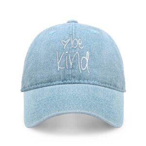 chok.lids be kind trendy womens baseball cap unisex fashion cotton polo style fun inspirational saying seasonal headwear (light denim)