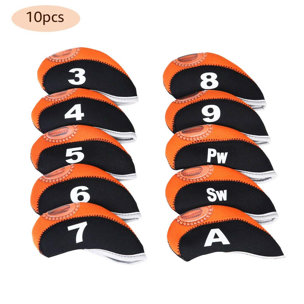 Maxi 10x Neoprene Golf Club Iron Head Cover Set Fit Titleist Callaway Ping Taylormade (Orange)