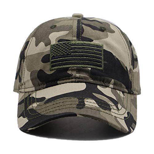 MANMESH HATT American Flag Embroidered Hat, Adjustable Washed Distressed Camo Baseball Cap for Men Women (American Flag Camouflage Green, one Size)