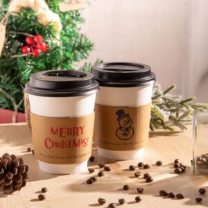 Whaline Christmas Coffee Tea Cup Sleeves 30 Pack Kraft Disposable Paper Cup Sleeves 6 Designs for 12 and 16oz Corrugated Cup Paper Jacket for Hot Chocolate Cocoa or Cold Beverage