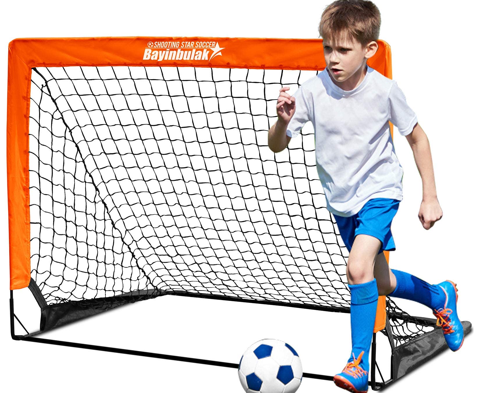 Portable Soccer Goal, Soccer Net for Kids Backyard Training 4'x3', 1 Pack (Orange)