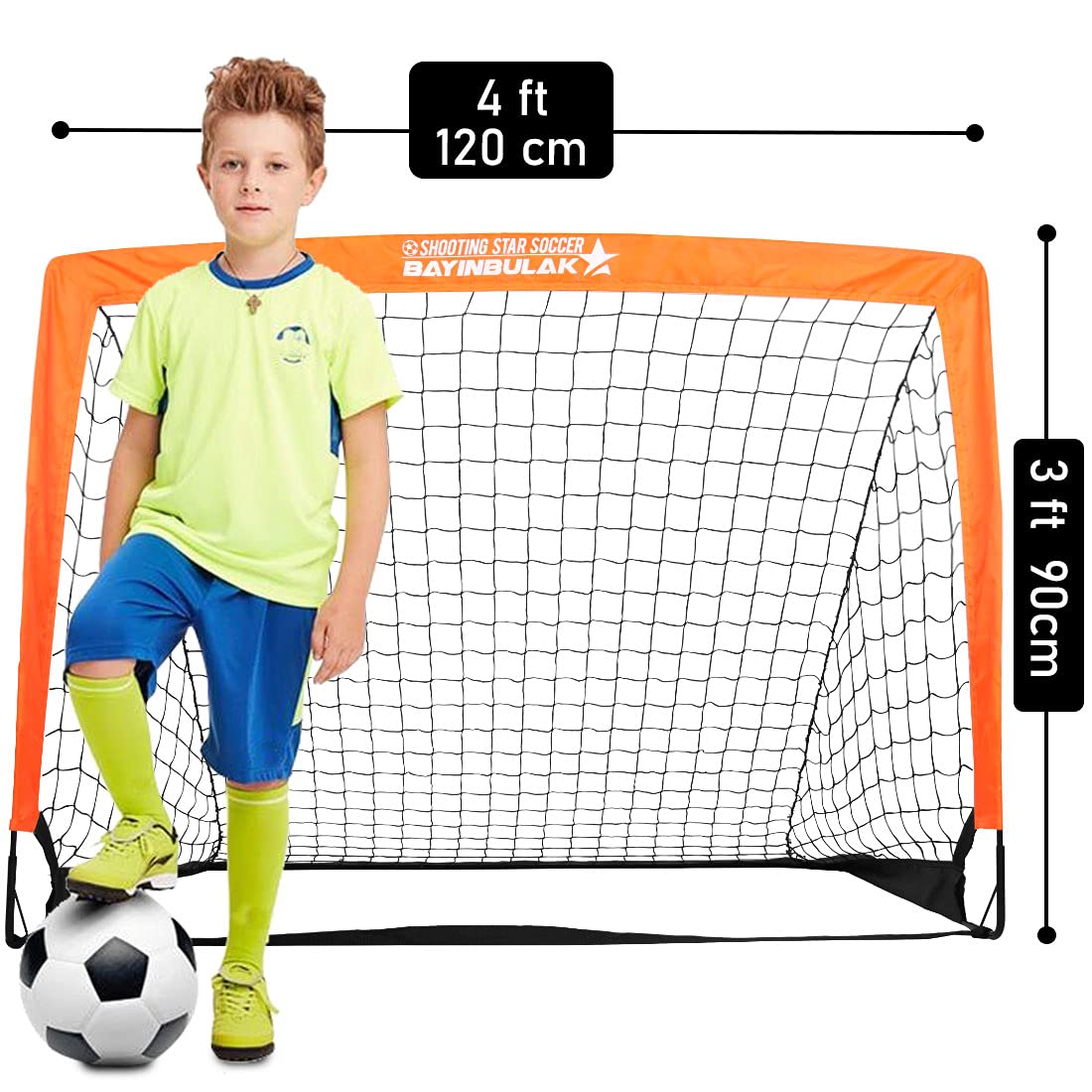 Portable Soccer Goal, Soccer Net for Kids Backyard Training 4'x3', 1 Pack (Orange)