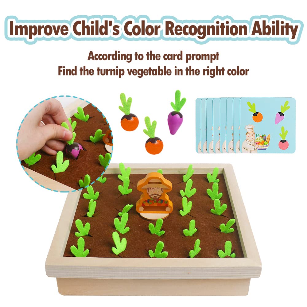 Skrtuan Montessori Toys for Toddlers 3 4 5 Years Old Boys Girls Baby, Wooden Toy Carrot Harvest Game, Educational Toys Shape Sorting Matching Puzzle, Memory Game Fine Motor Skill Gifts for Kids 3-5