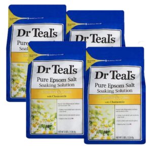 Dr. Teal's Comfort & Calm Bath Soak Gift Set (4 Pack, 3lbs Ea.) - Chamomile Essential Oils Blended with Pure Epsom Salt - Calm Your Mind & Body, Ease Aches & Pains - at Home Spa Kit