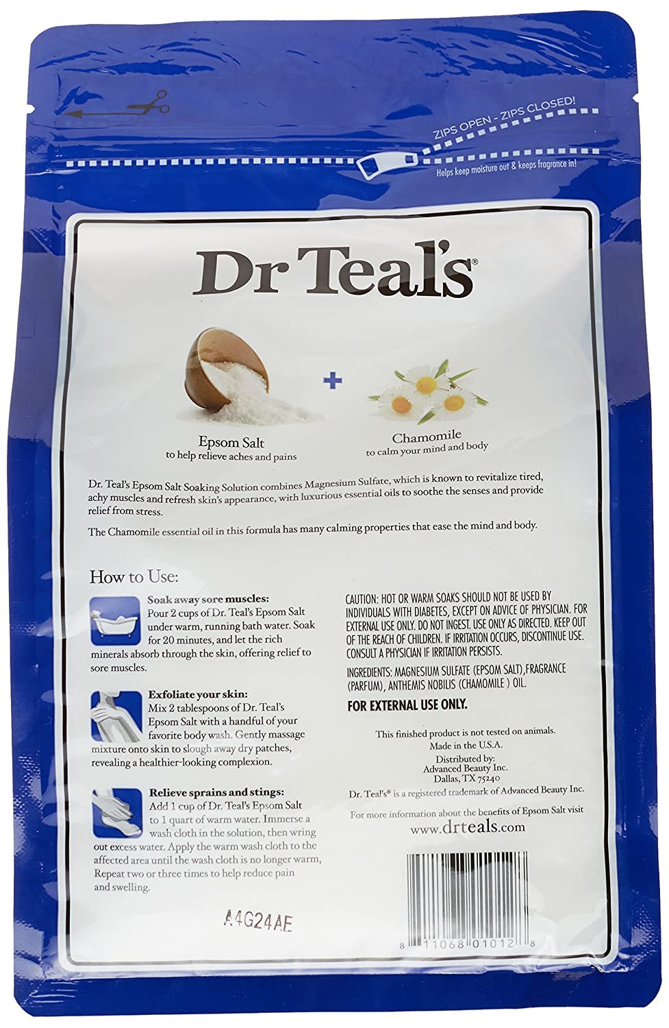 Dr. Teal's Comfort & Calm Bath Soak Gift Set (4 Pack, 3lbs Ea.) - Chamomile Essential Oils Blended with Pure Epsom Salt - Calm Your Mind & Body, Ease Aches & Pains - at Home Spa Kit