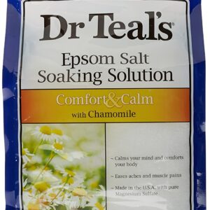 Dr. Teal's Comfort & Calm Bath Soak Gift Set (4 Pack, 3lbs Ea.) - Chamomile Essential Oils Blended with Pure Epsom Salt - Calm Your Mind & Body, Ease Aches & Pains - at Home Spa Kit