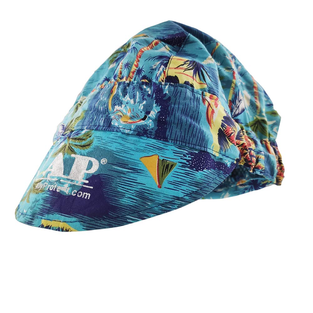 AllyProtect Fashion Cotton Colorful Welder Cap hat for Welding Wood Garden Working Absorb Sweat and Breathe (Beach Coconut Tree)