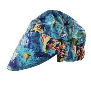 AllyProtect Fashion Cotton Colorful Welder Cap hat for Welding Wood Garden Working Absorb Sweat and Breathe (Beach Coconut Tree)