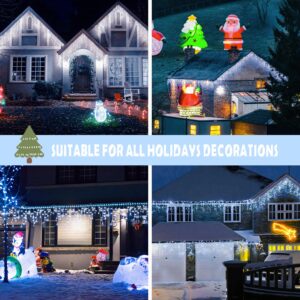 JMEXSUSS 77.6FT 800 LED Icicle Christmas Lights Outdoor, 8 Modes White Icicle Lights Outdoor Waterproof, Connectable Ice Lights Outdoor Christmas String Lights for House Wedding Christmas Decoration