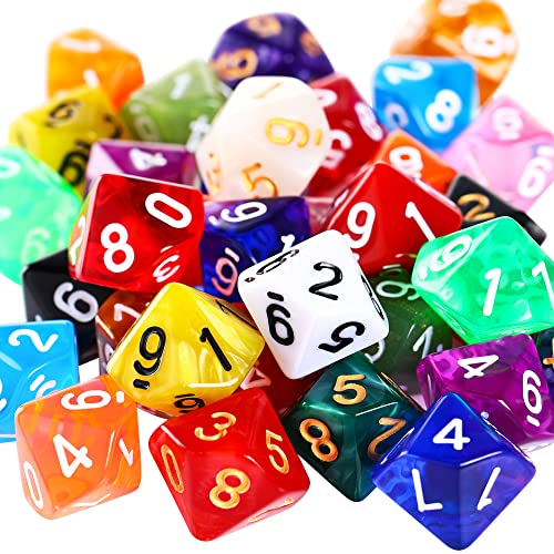 50 Pieces Polyhedral Dice Set with Black Pouch Polyhedral Dice Compatible with RPG MTG Table Games Multi Colored Assortment (10 Sided Style)