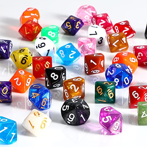 50 Pieces Polyhedral Dice Set with Black Pouch Polyhedral Dice Compatible with RPG MTG Table Games Multi Colored Assortment (10 Sided Style)