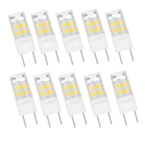 g8 daylight white led bulb t4 bi-pin g8 flat base mini bulbs 110v-130v for puck light samsung me18h7045fs microwave light bulb kitchen,under cabinet light, under counter light (10-pack)