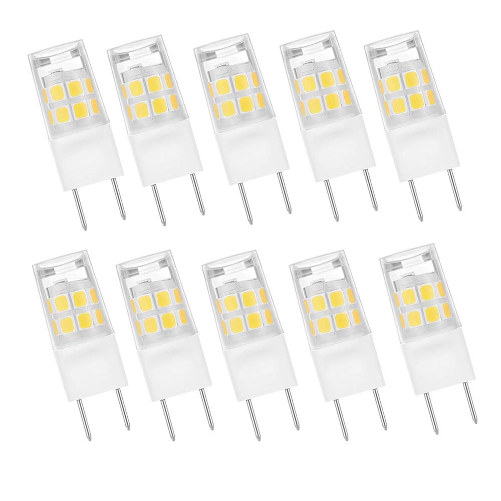 G8 Daylight White LED Bulb T4 Bi-Pin G8 Flat Base Mini Bulbs 110V-130V for Puck Light Samsung ME18H7045FS Microwave Light Bulb Kitchen,Under Cabinet Light, Under Counter Light (10-Pack)